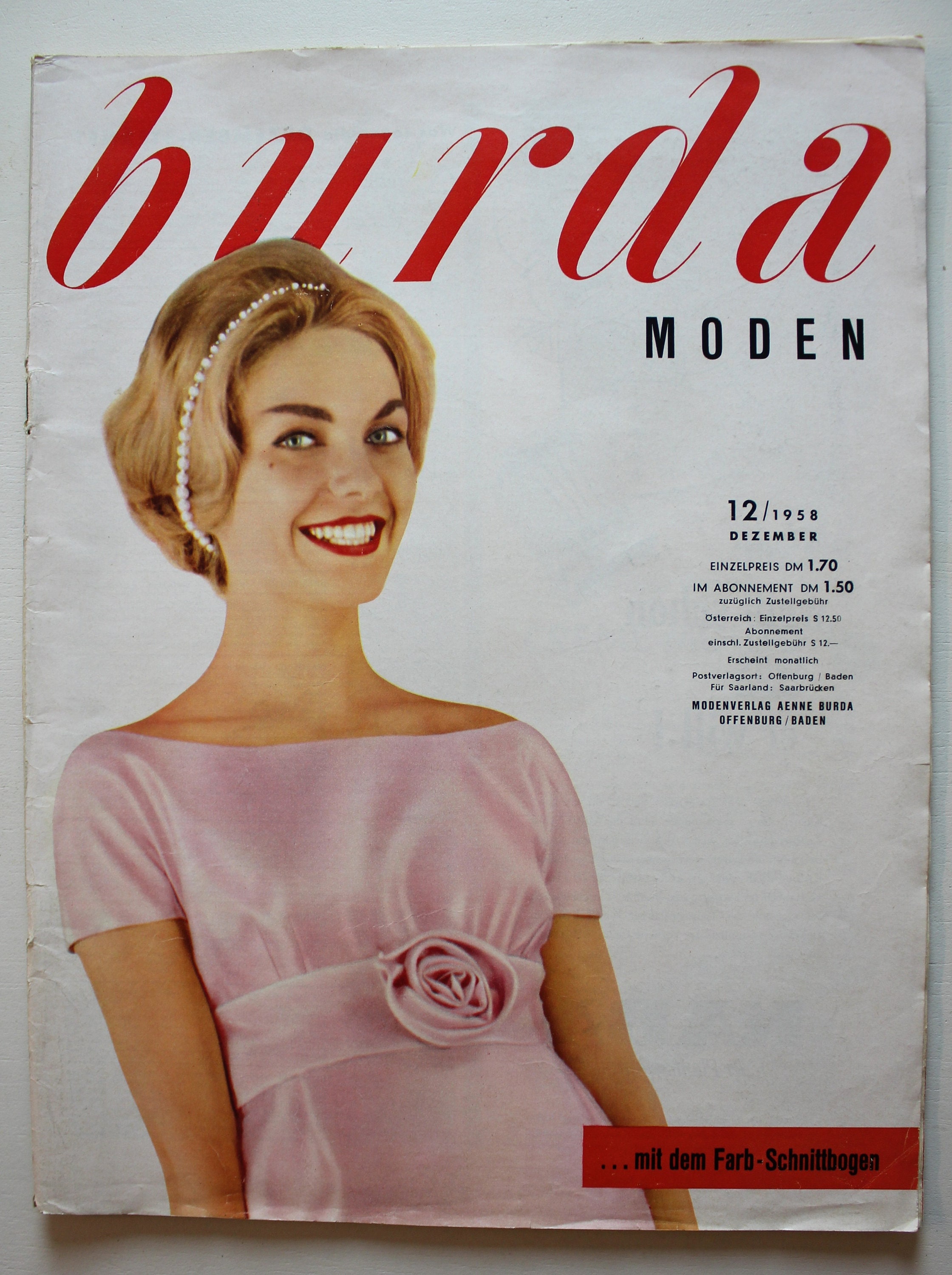 Burda Moden 12/ 1958 Instructions, Patterns, Fashion Magazine, Fashion Magazine, Sewing Magazine ...