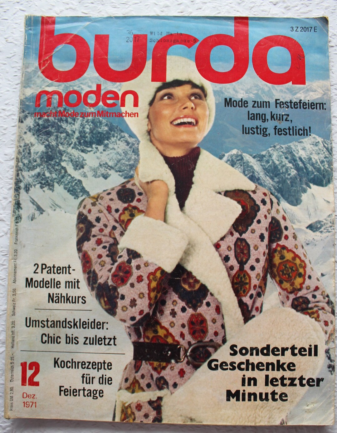 Burda Moden 12/ 1971 Instructions, Cutting Sheets, Fashion Magazine Retro Sewing Patterns ...