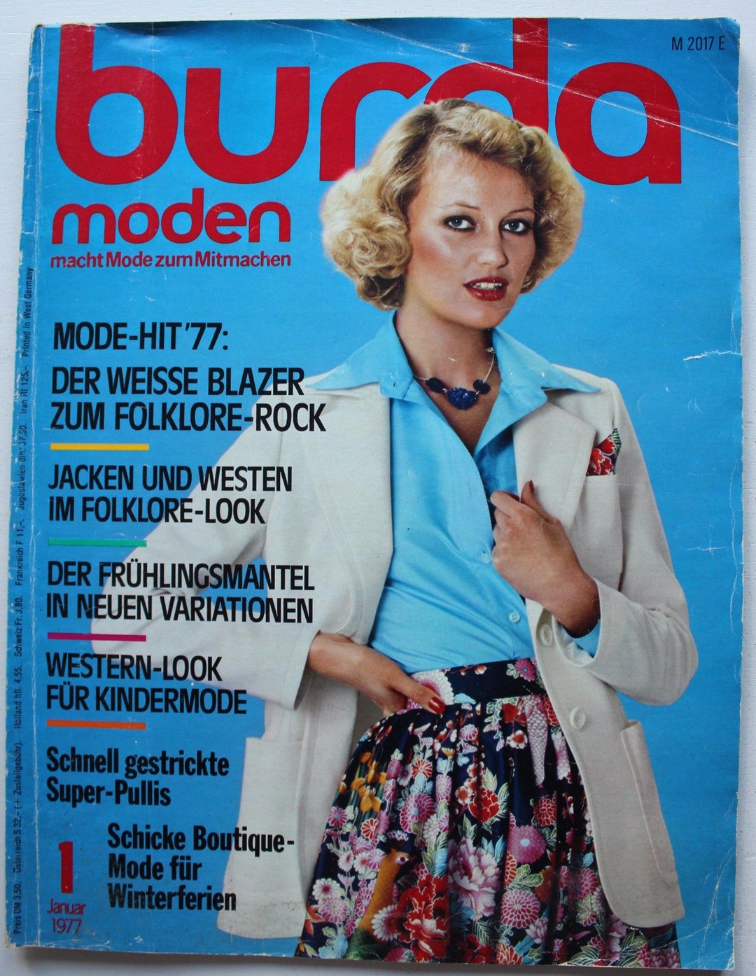 Burda Moden 1/ 1977 Instructions, Pattern Sheets Fashion Magazine Retro Sewing Patterns Vintage ...