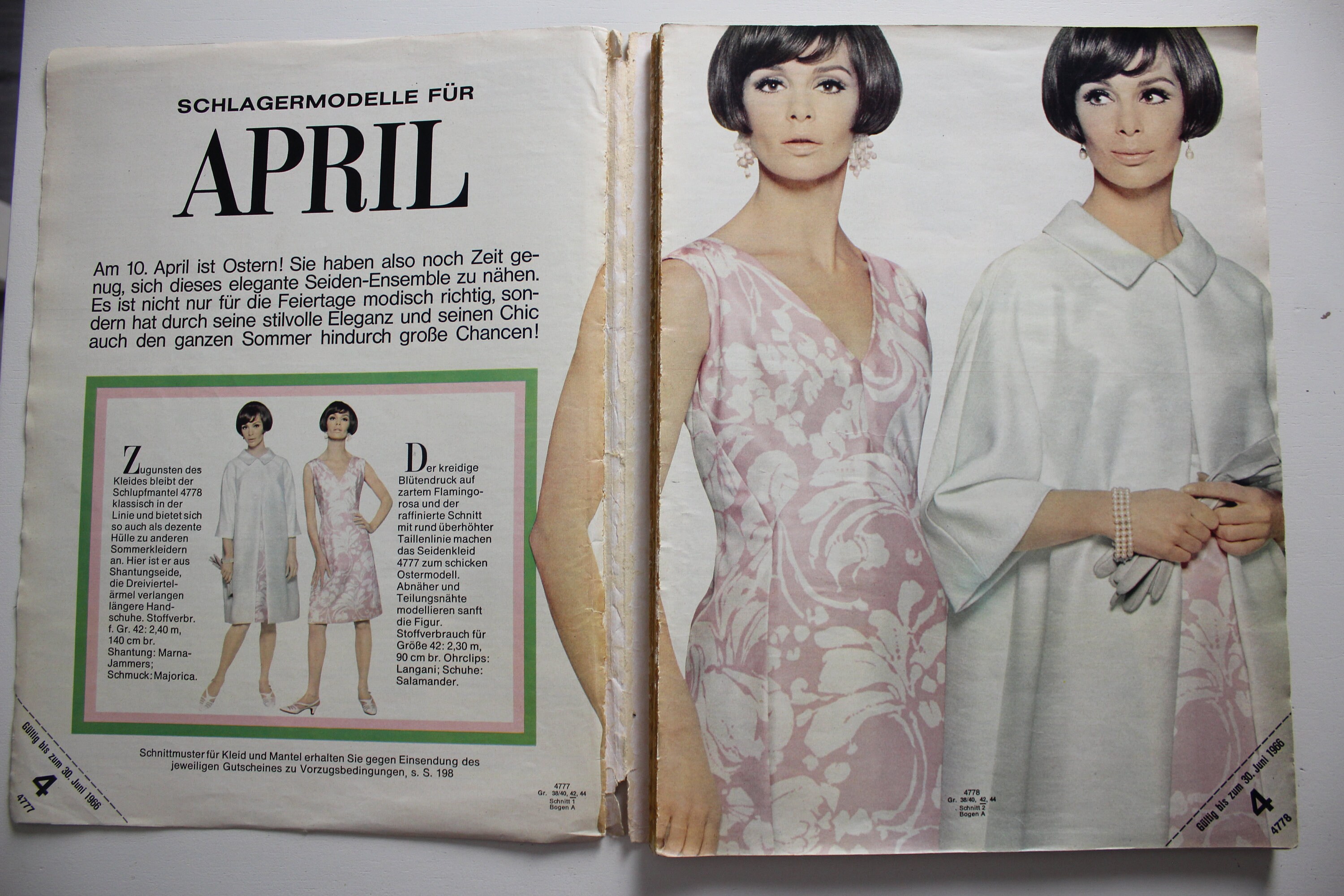 Burda Moden 4/ 1966 Instructions, Cutting Sheets, Fashion Magazine, Fashion Booklet, Sewing ...