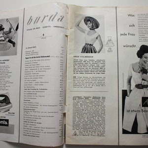 Burda Moden 5/ 1960 Instructions, Cutting Sheets, Fashion Magazine Patterns Fashion Magazine ...