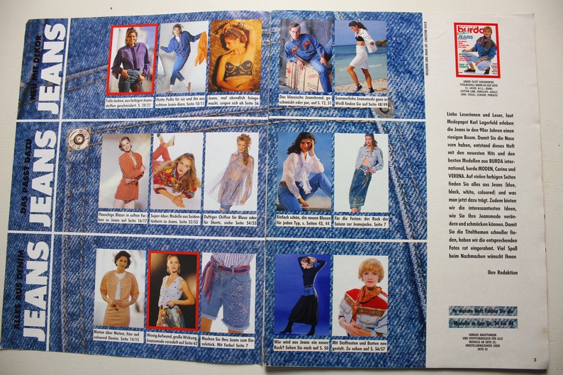 Burda Special Issue Jeans, 1990 Instructions, Pattern Sheets, Fashion ...