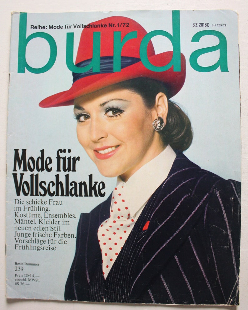 Burda Mode für Vollschlanke , Sonderheft 239 1972 mit Anleitungen ...