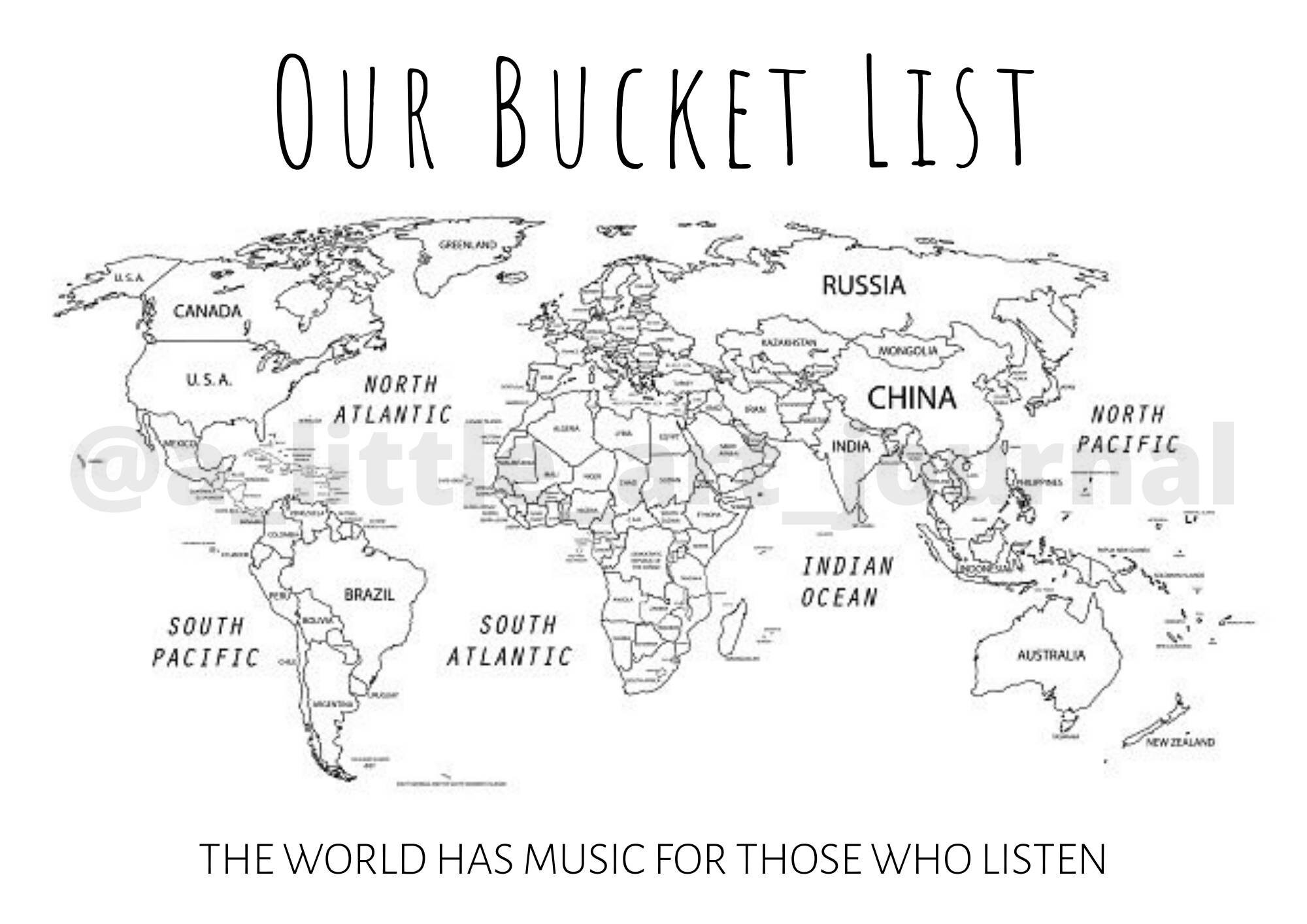 Colour in World Map Traveller Gift Wanderlust Wall Art Digital Download ...