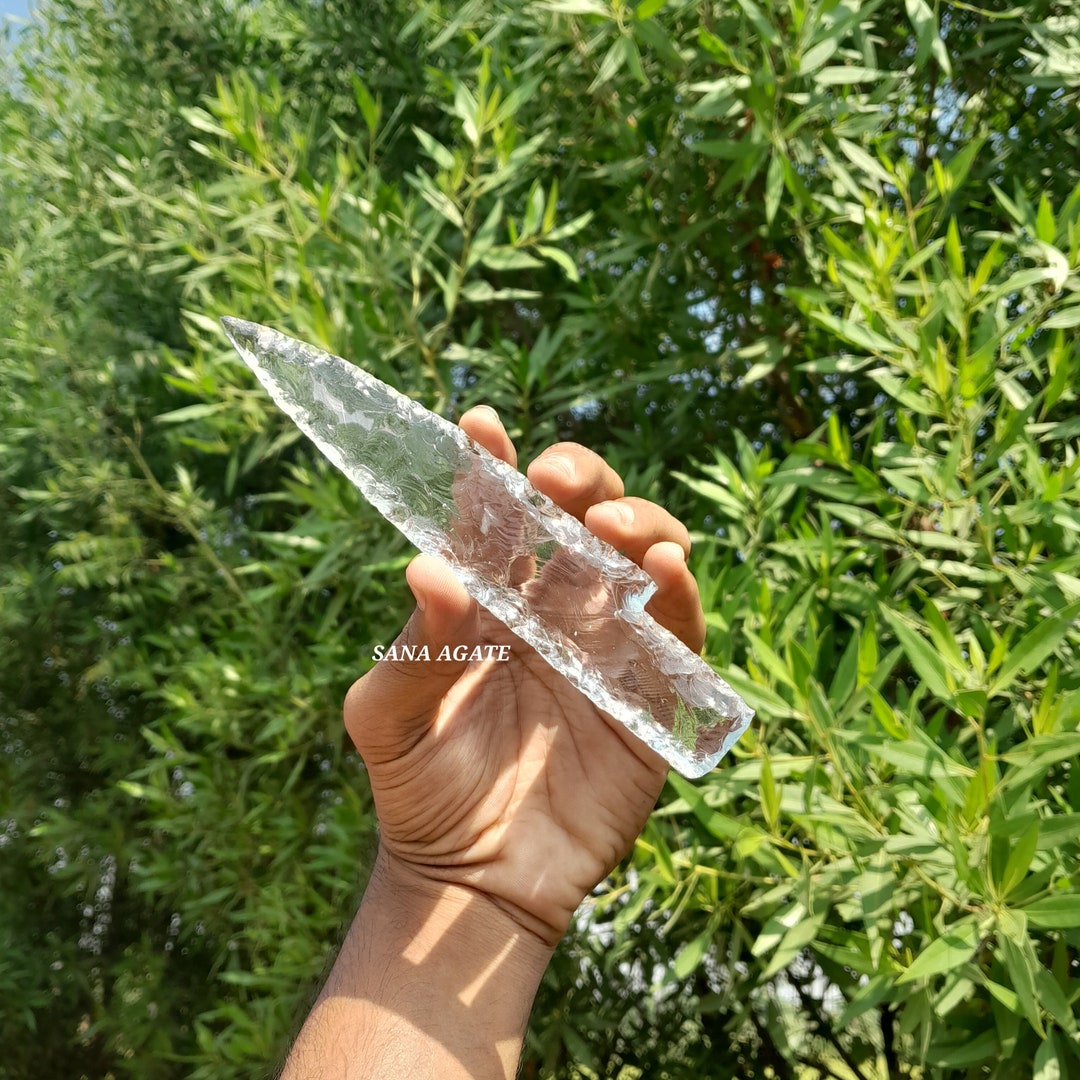 Clear Quartz Glass Hunting Knife Obsidian Knife Crystal Knives Athame ...