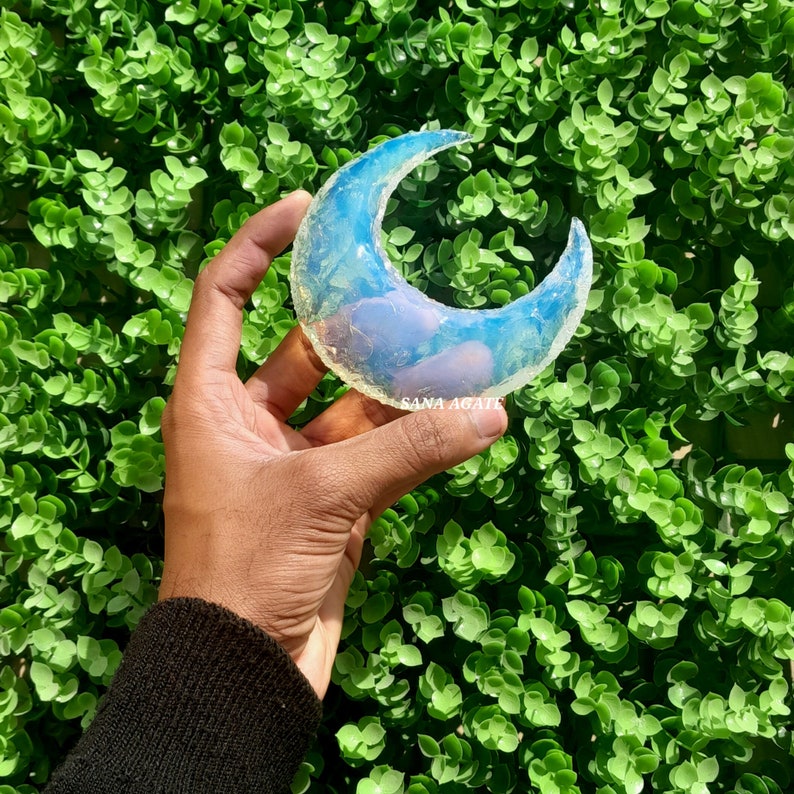 100mm Opal Crescent Carved Moon Opal Moon Hand Knapped Moon Crescent ...