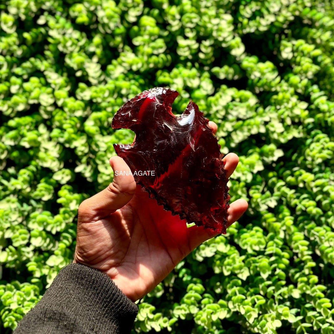 150mm Large Red Aqua Obsidian Glass Arrowhead Red Aqua Obsidian Hand ...