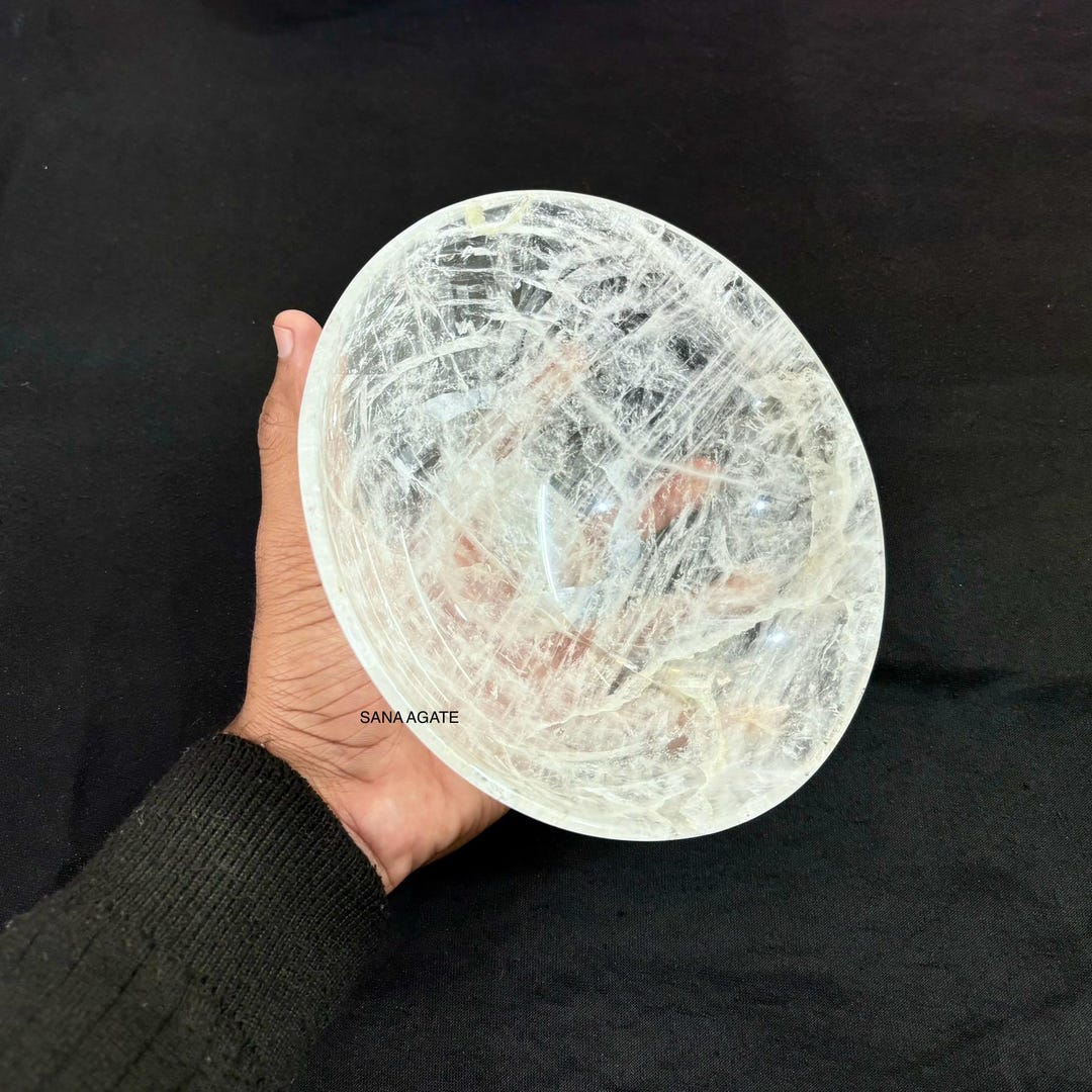 Rare Clear Quartz Crystal Bowl: Christmas Gift, Home Decor (180mm/7inch ...