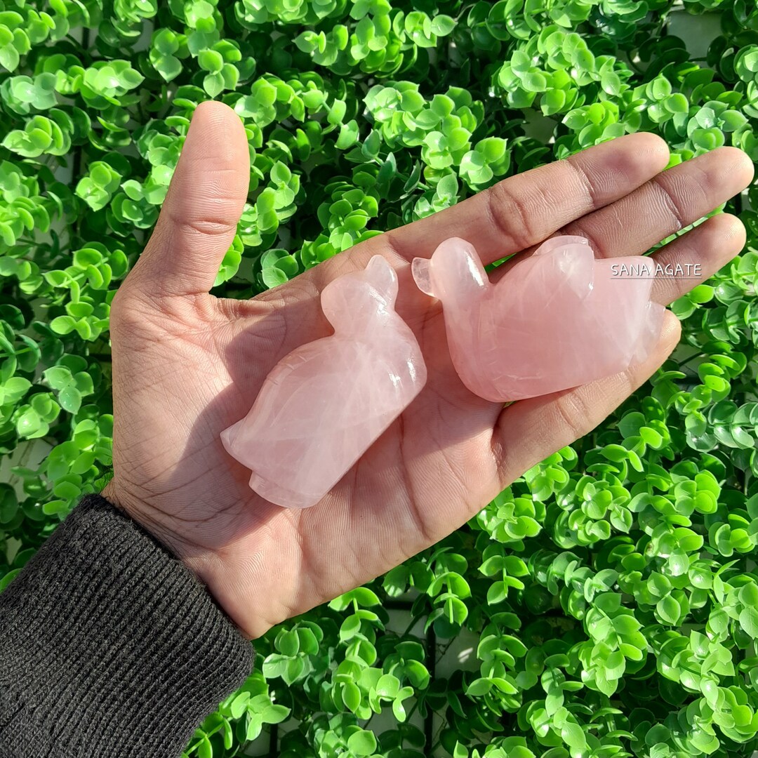 Rose Quartz Carved Duck Pair for Couple - Rose Quartz Crystal Ducks ...