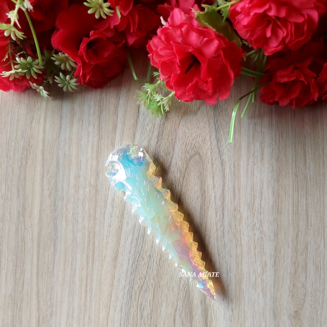 5" Unique Angel Aura Coated Arrowhead - Hand Knapped Arrowhead - Carved ...