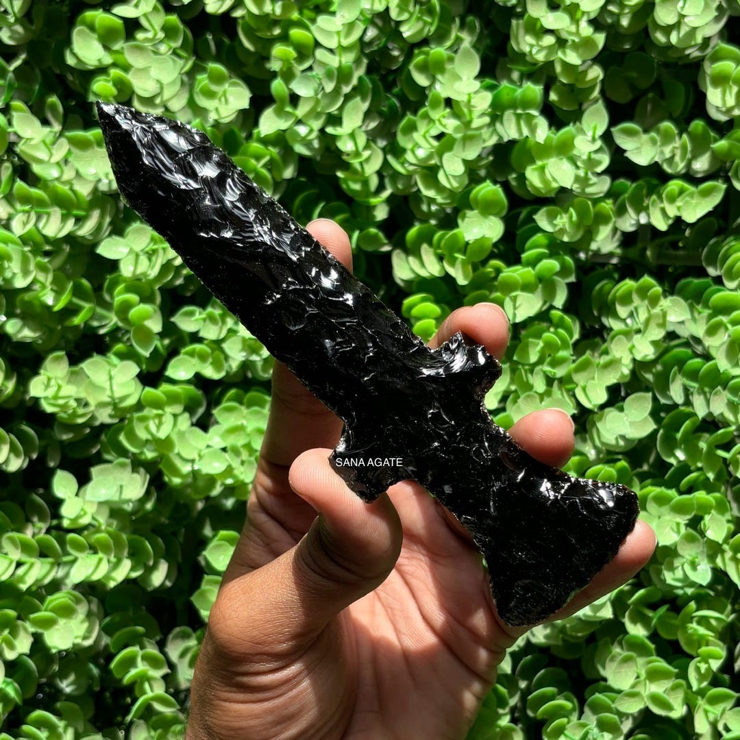 Black Obsidian Sword: Hand Knapped Athame Crystal - Healing Stone - Etsy