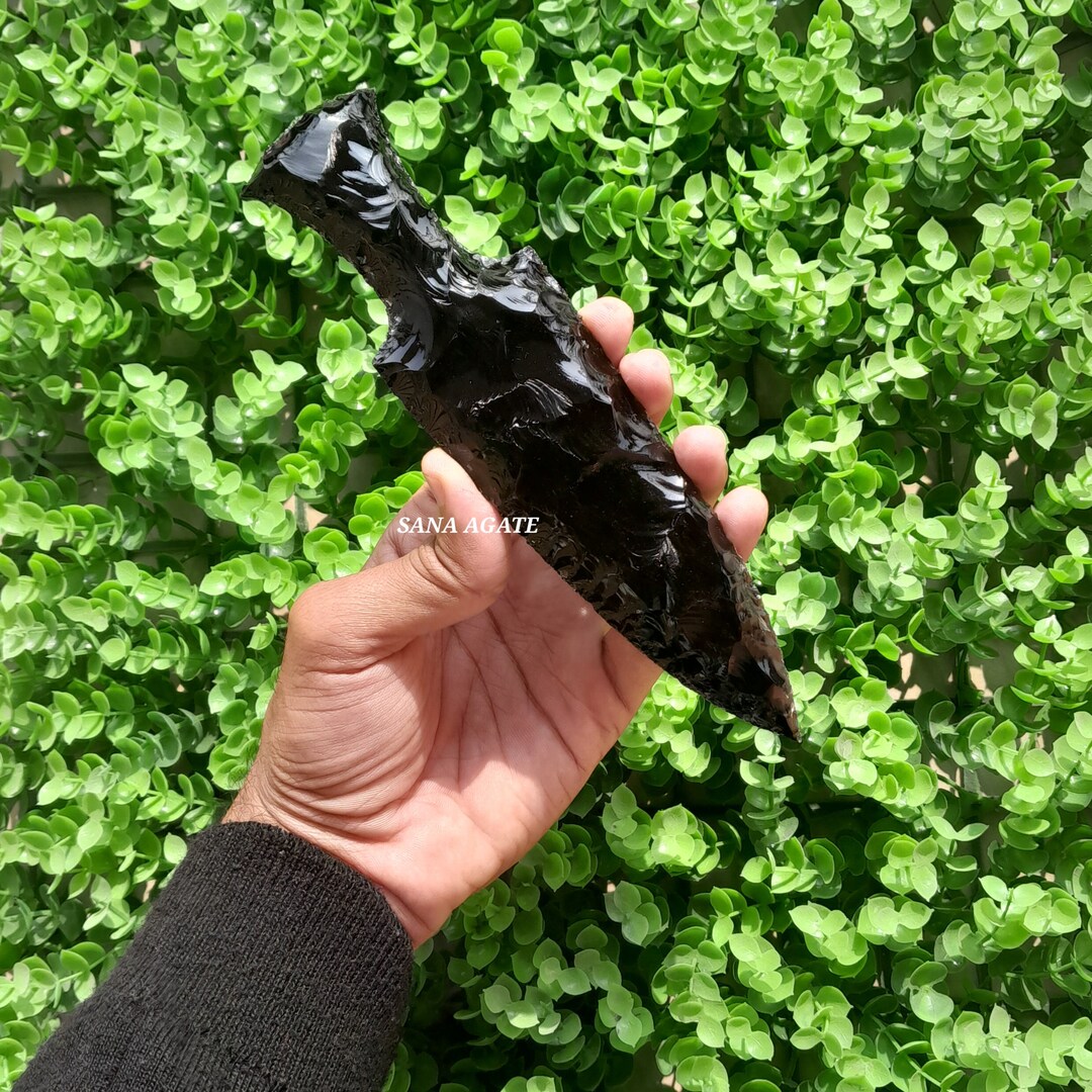 6 Large Black Obsidian Knife Obsidian Knife Hand Knapped Knife Gemstone ...