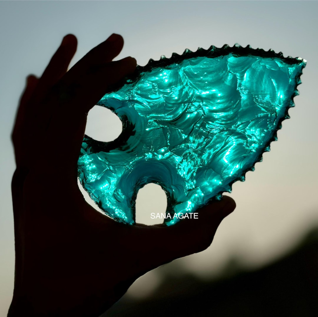 Large Aqua Blue Obsidian Glass Arrowhead: Home Decor (150mm) - Etsy