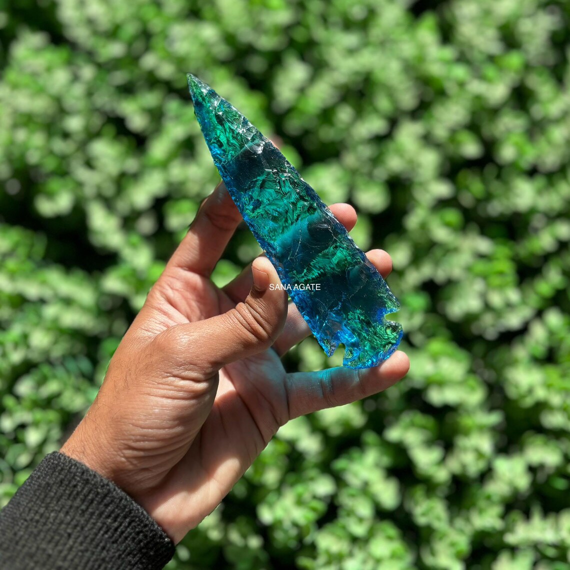 6" Blue Aqua Obsidian Glass Arrowhead: Hand Knapped Display Piece - Etsy