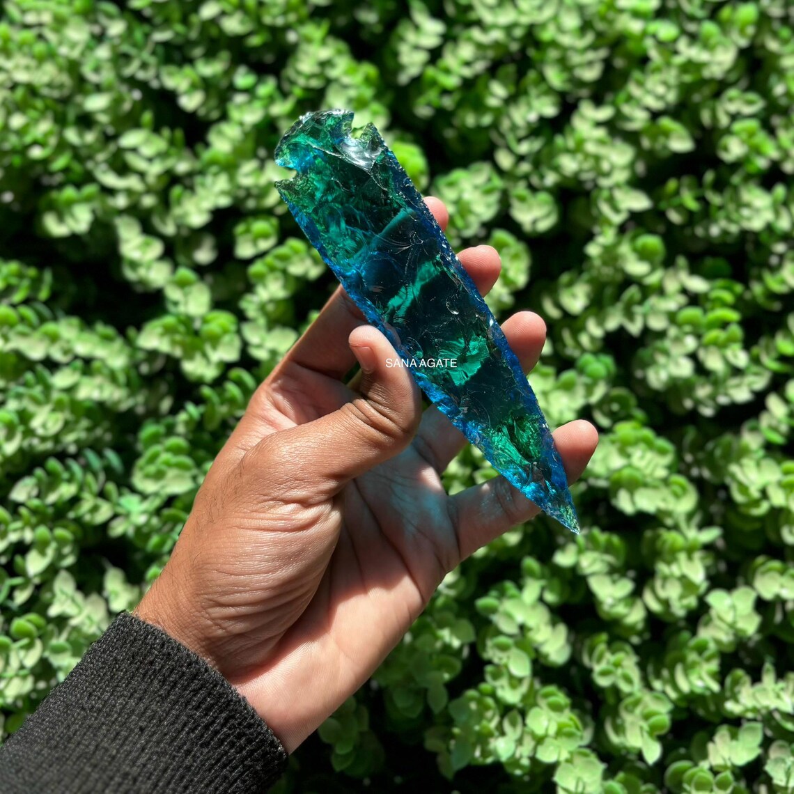 6" Blue Aqua Obsidian Glass Arrowhead: Hand Knapped Display Piece - Etsy