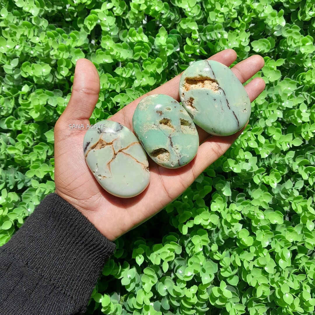 Rare Chrysoprase Palm Stone Set of 3pcs Chrysoprase Stone Meditation ...