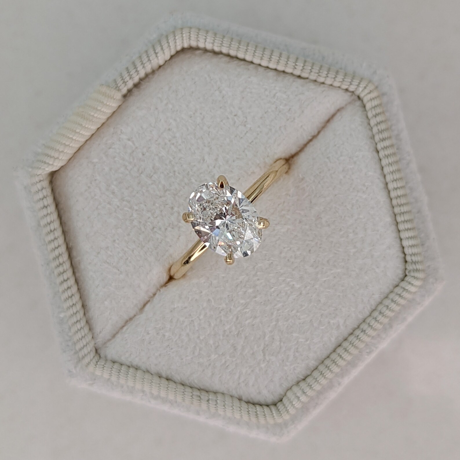 1.50 Carat Oval Lab Grown Diamond Engagement Ring 14K Yellow - Etsy