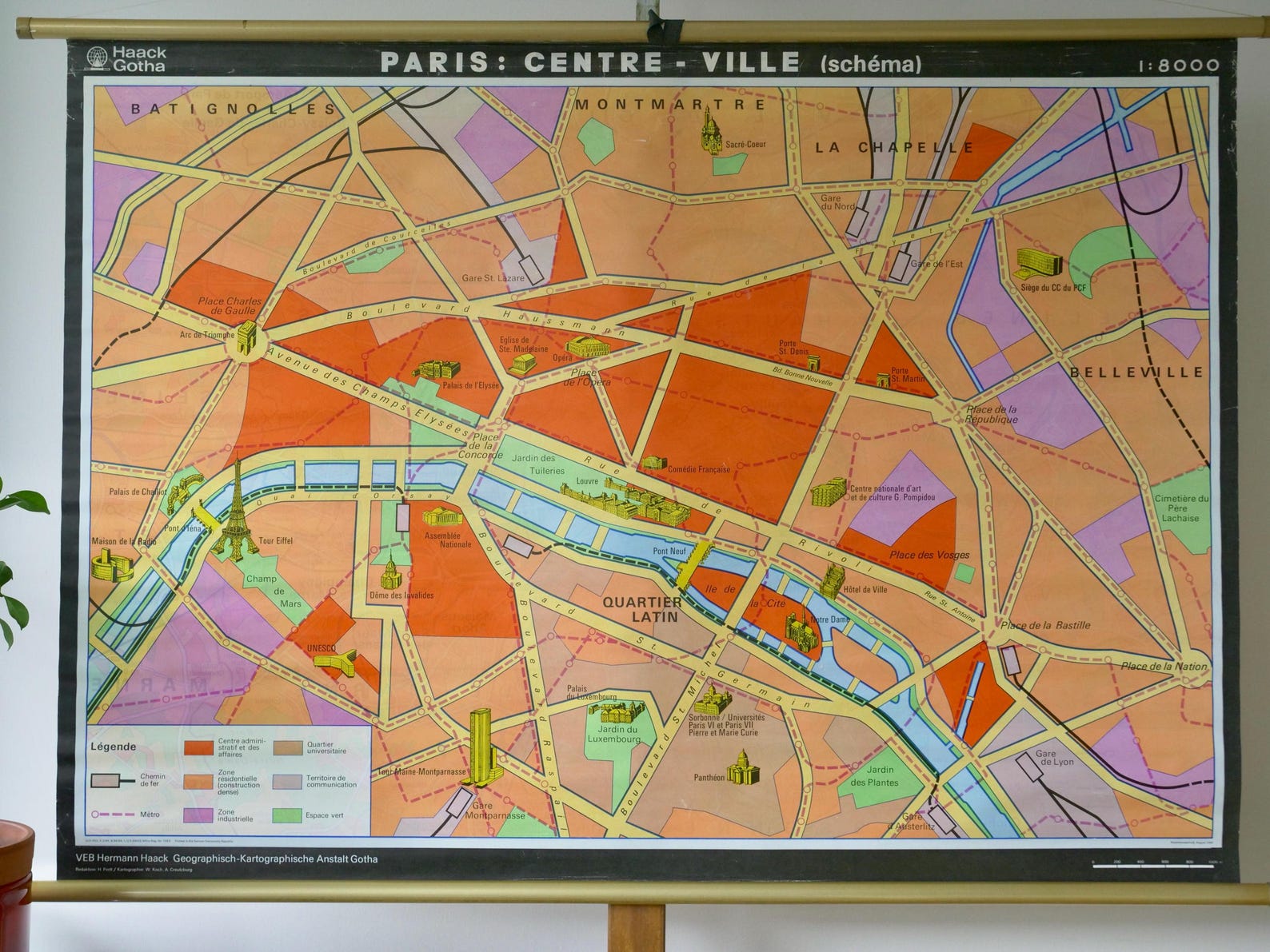 Vintage PARIS EDUCATIONAL School Chart Wall Map Original Educational ...