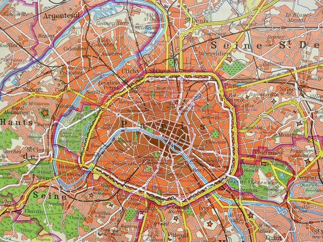 Vintage PARIS EDUCATIONAL School Chart Wall Map Original Educational ...