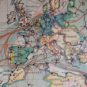 Vintage School Wall Chart Huge WORLD MAP 1908 Original Educational ...