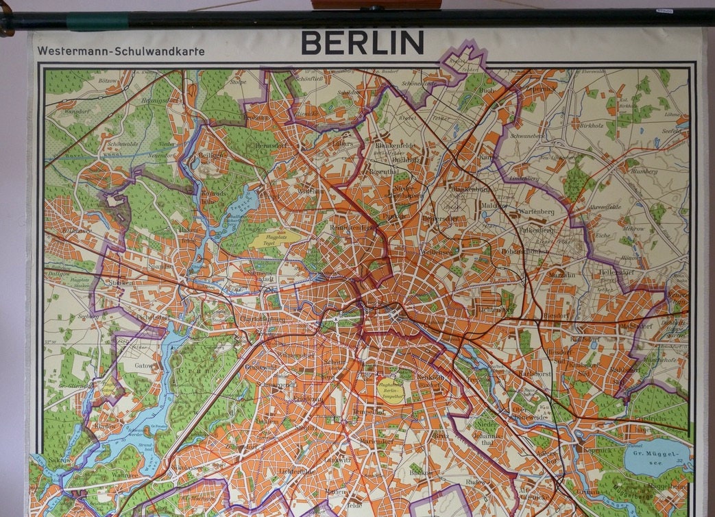 Vintage BERLIN EDUCATIONAL School Chart Wall Map Original Educational ...