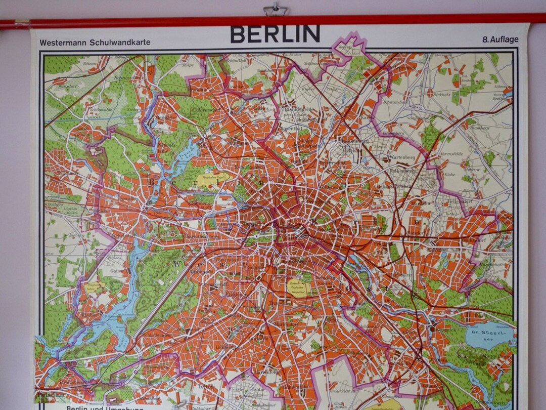 Vintage BERLIN EDUCATIONAL School Chart Wall Map Original Educational ...
