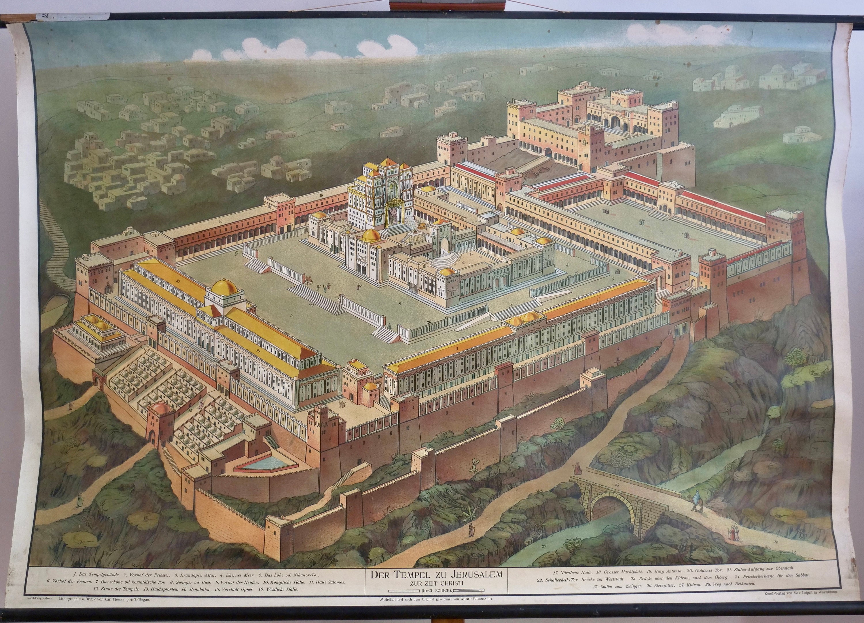Vintage School Wall Chart the TEMPLE of JERUSALEM LITHOGRAPHY Original ...