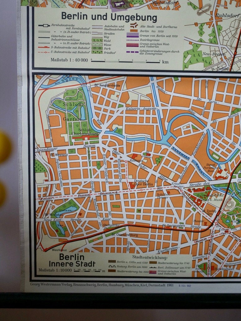 Vintage BERLIN EDUCATIONAL School Chart Wall Map Original Educational ...
