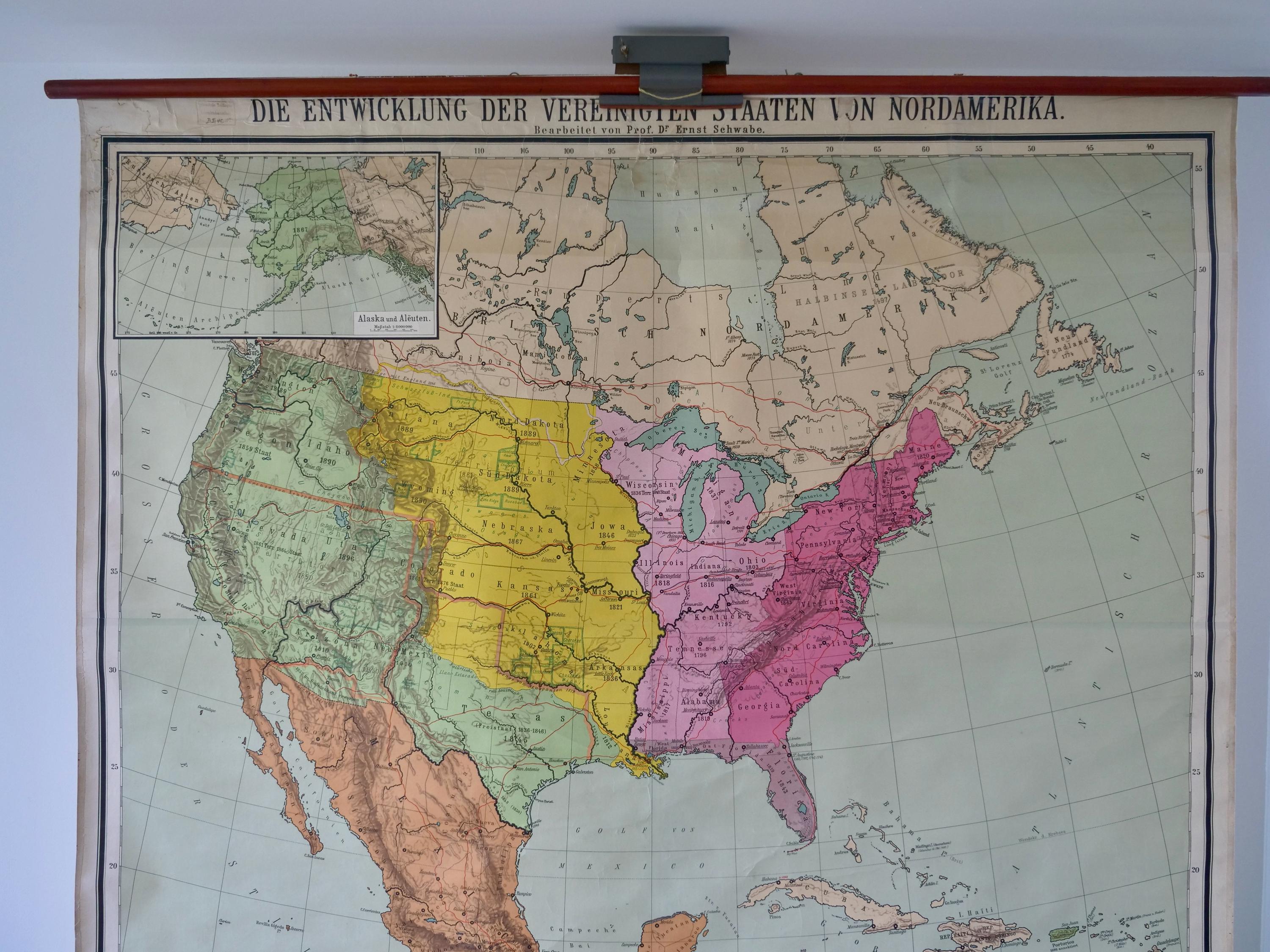 Vintage Historical School Wall Chart UNITED STATES Since 1776 Original ...