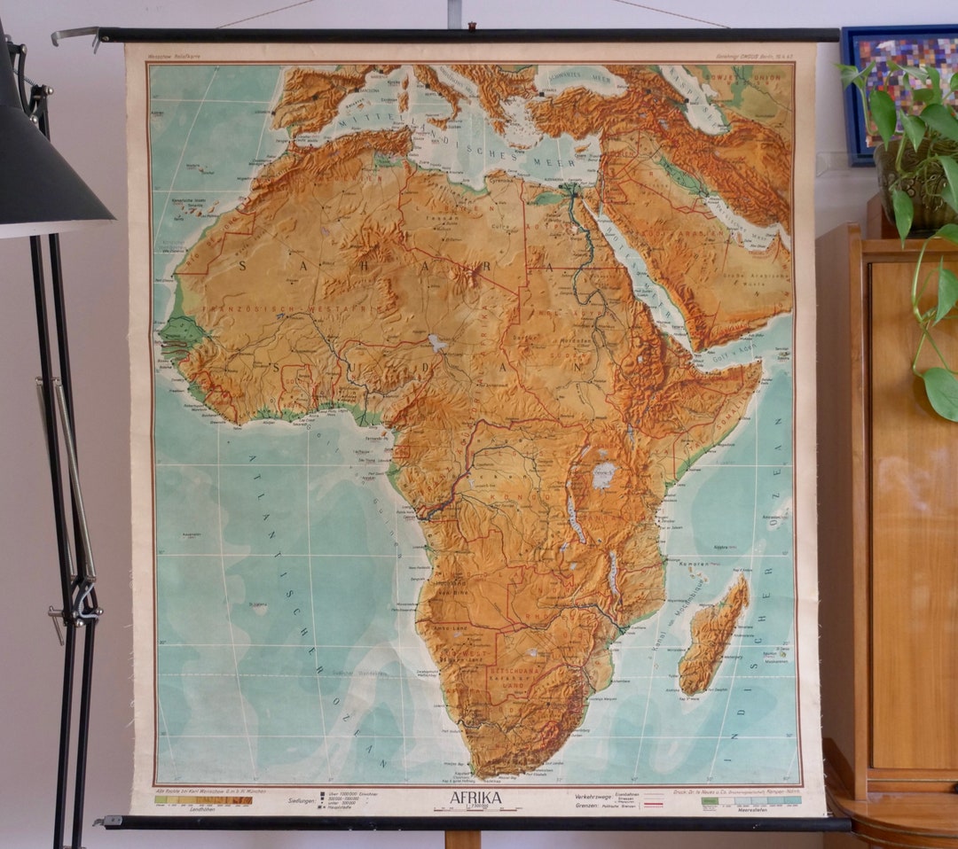 Vintage School Wall Chart AFRIKA AFRICA Original Educational Chart ...