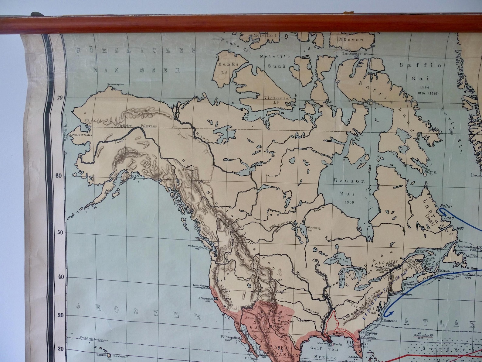 Vintage School Wall Chart Huge WORLD MAP 1912 Age of Discovery Original ...