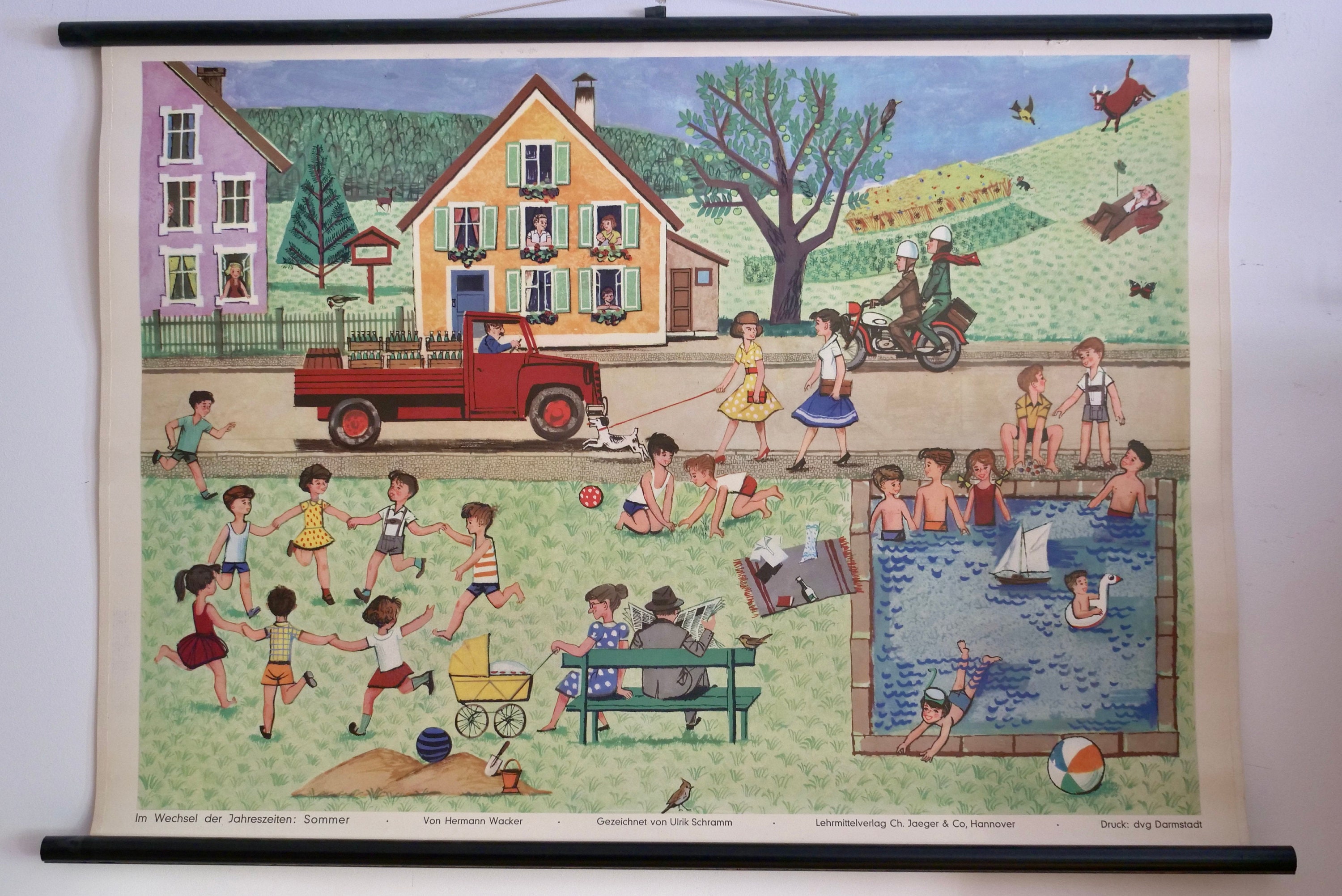 Vintage School Chart Primary School SUMMER Seasons Original Educational ...