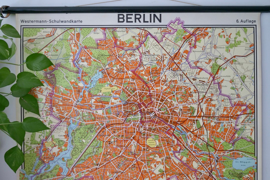 Vintage BERLIN EDUCATIONAL School Chart Wall Map Original Educational ...