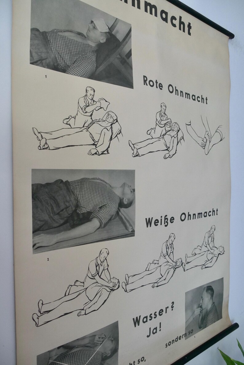 Vintage School Chart of "faint" GDR Disaster Protection Original ...