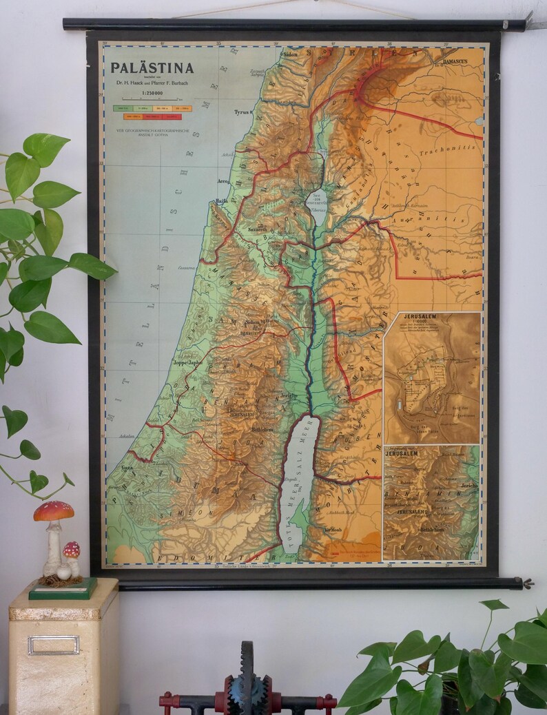 Vintage School Wall Chart PALESTINE 1960 Original Educational Chart 1: ...