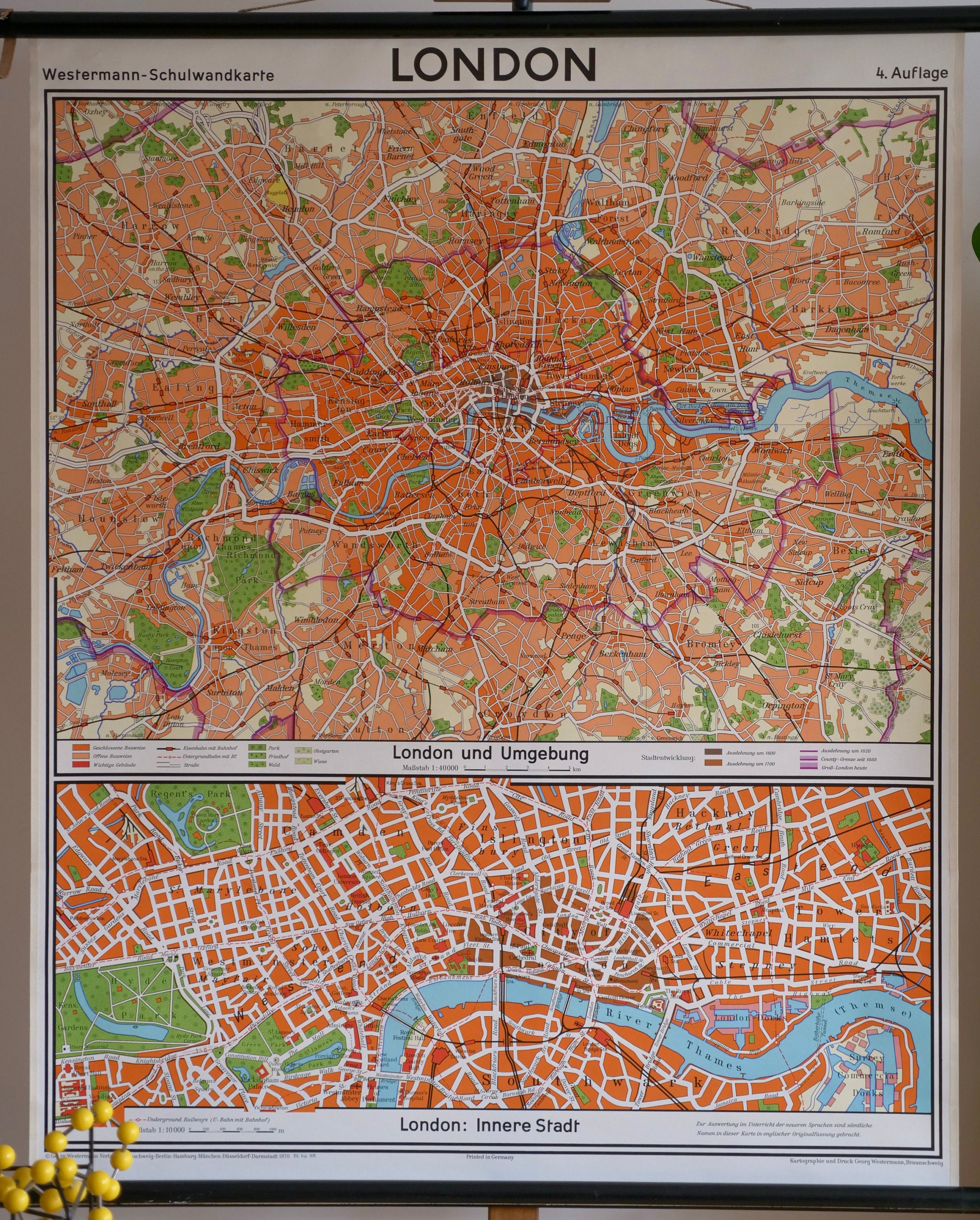 Vintage LONDON EDUCATIONAL School Chart Wall Map Original Educational ...