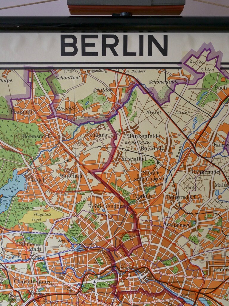 Vintage BERLIN EDUCATIONAL School Chart Wall Map Original Educational ...