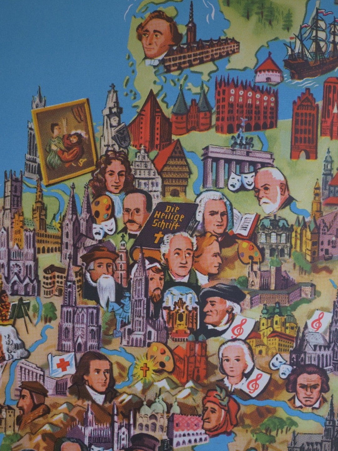 Vintage EUROPE School Chart CULTURE TRADITION Original Educational ...
