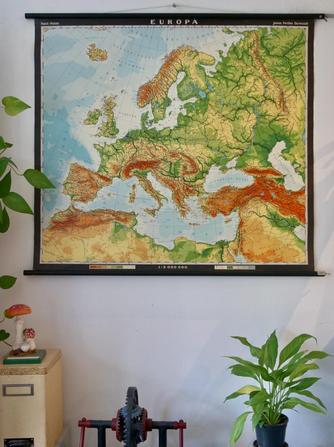 Vintage School Wall Chart EUROPE PHYSICAL Map Original Educational ...