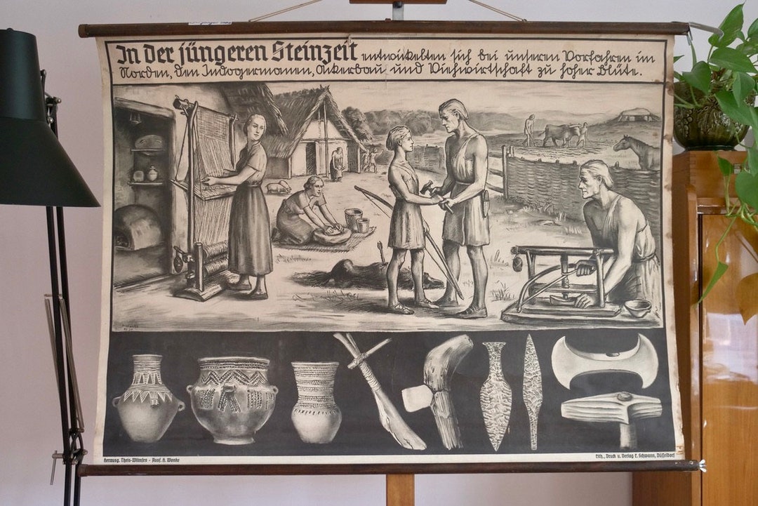 Vintage School Chart "later STONE AGE Story of Human Life on Earth ...