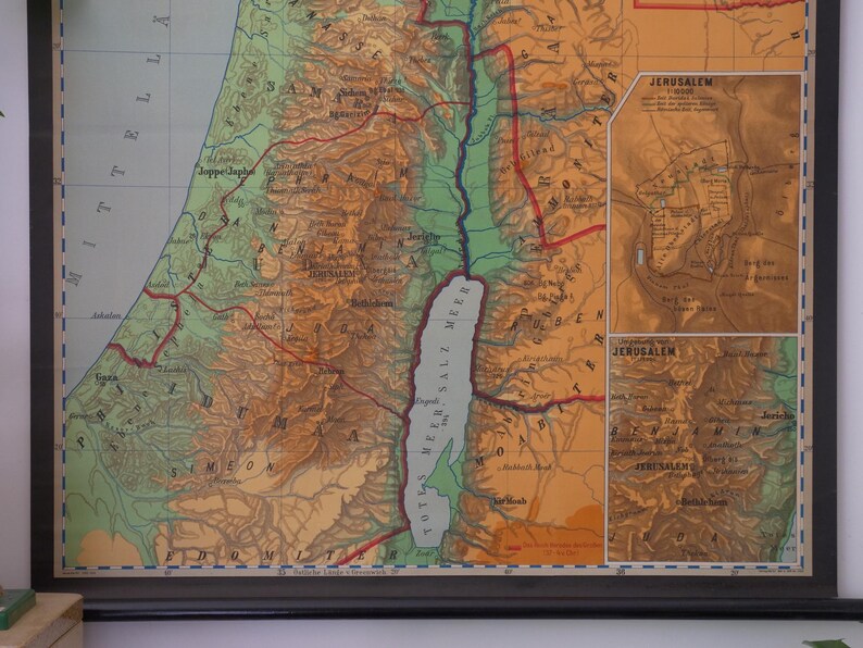 Vintage School Wall Chart PALESTINE 1960 Original Educational Chart 1: ...