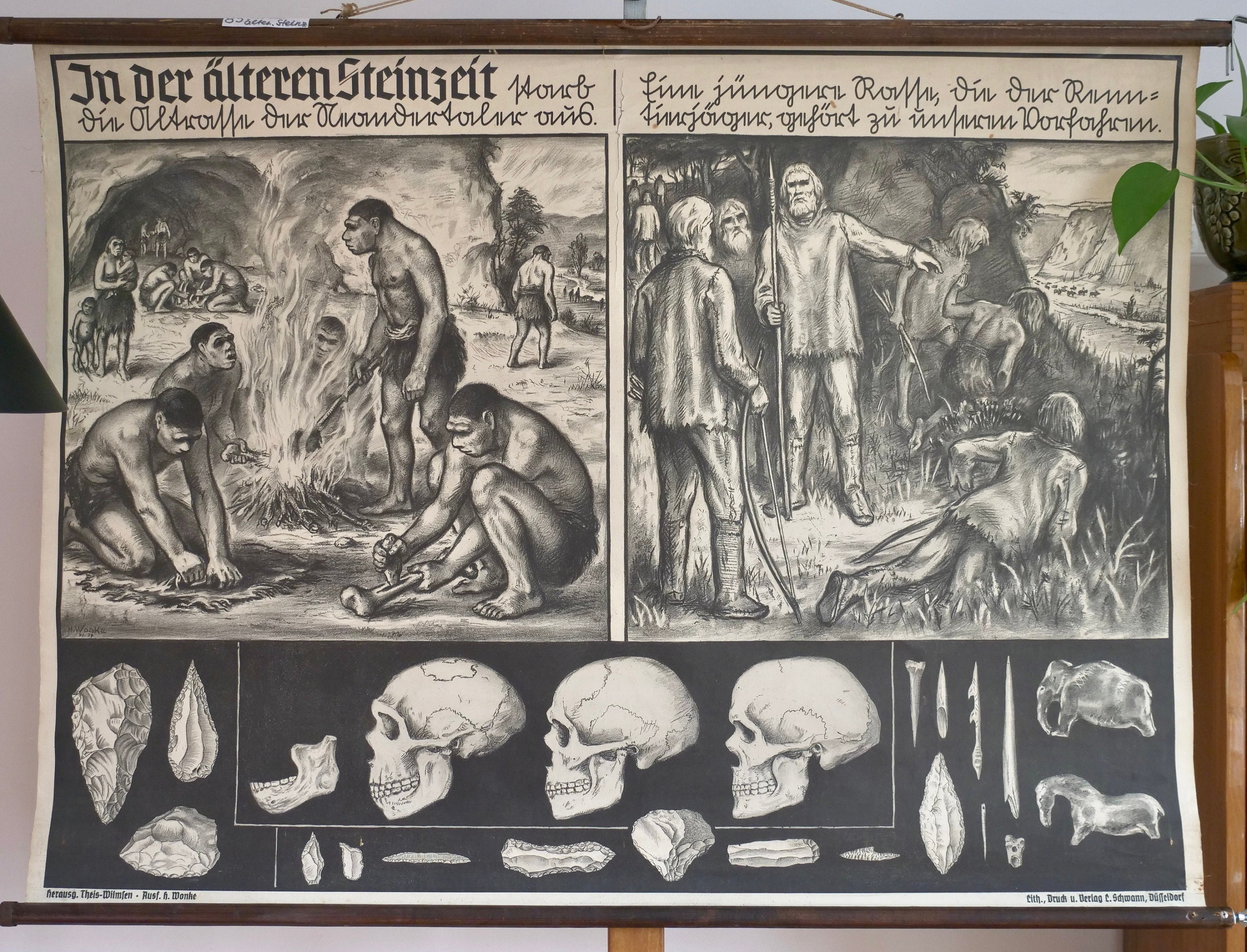 Vintage School Chart "old Paleolithic" Story of Human Life on Earth ...