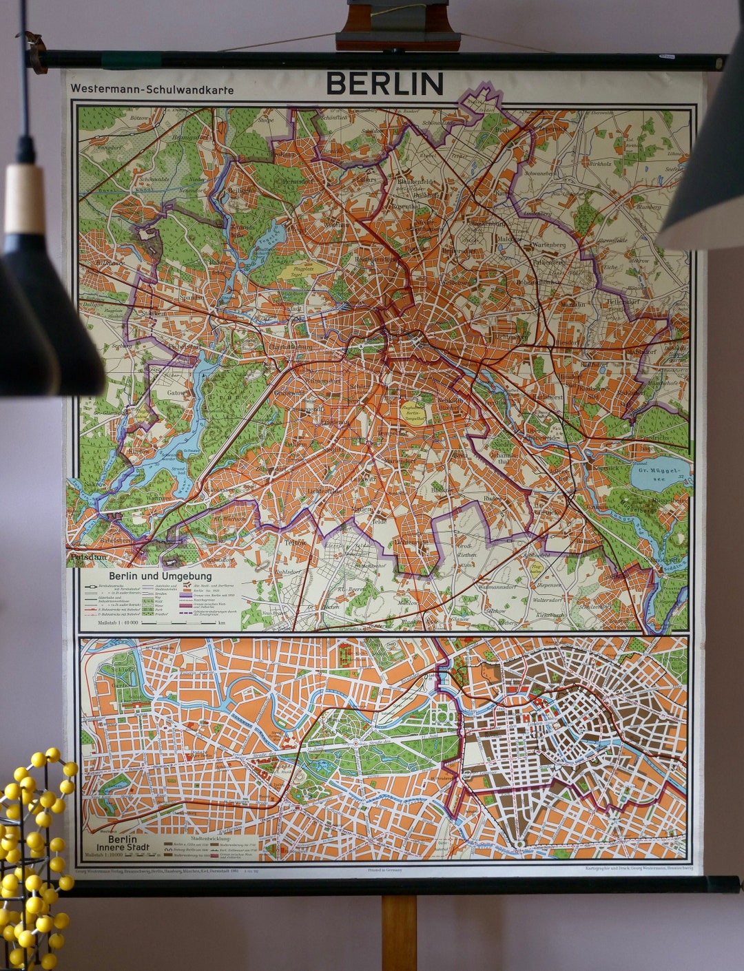 Vintage BERLIN EDUCATIONAL School Chart Wall Map Original Educational ...