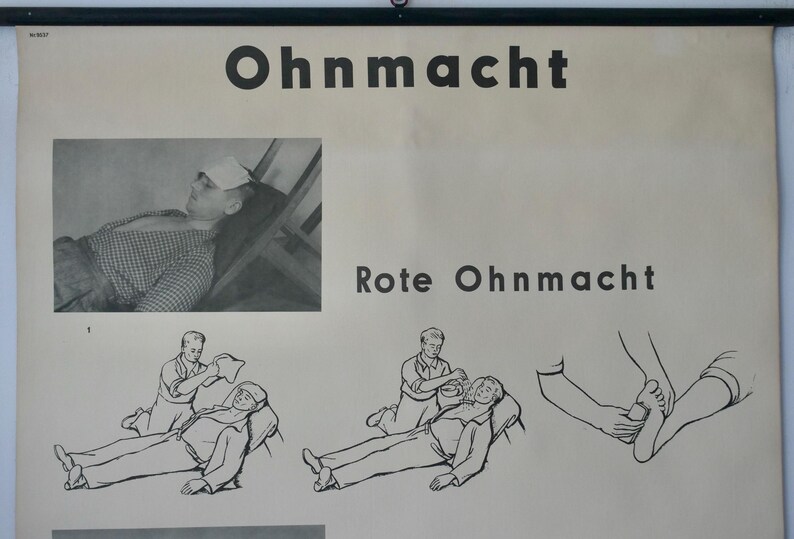 Vintage School Chart of "faint" GDR Disaster Protection Original ...