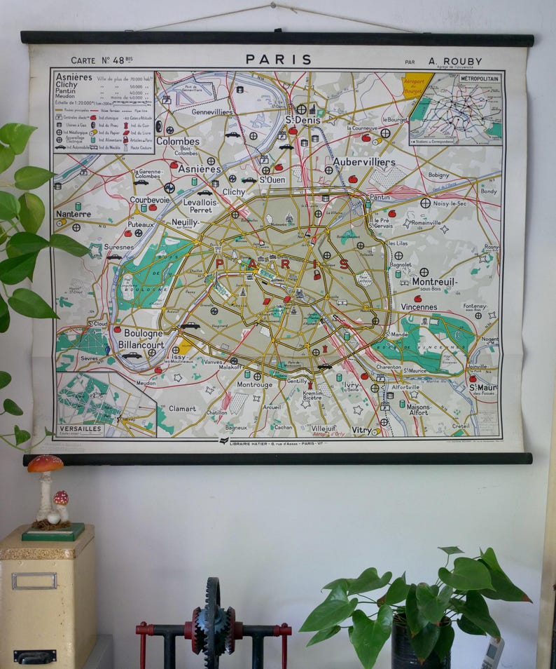 Vintage Paris Educational Chart, French School Map No 48 - Etsy