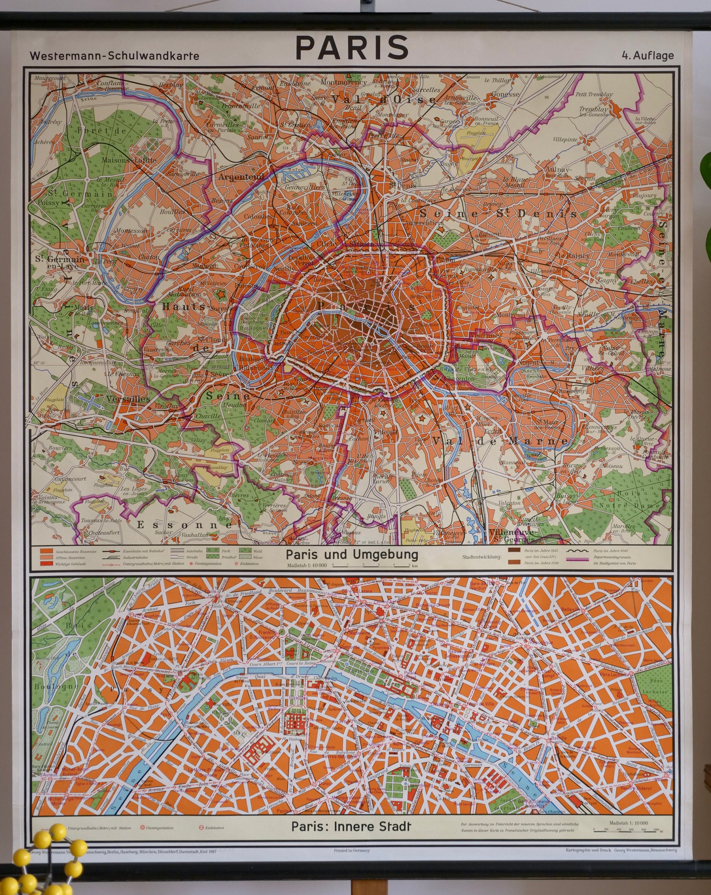 Vintage PARIS EDUCATIONAL School Chart Wall Map Original - Etsy