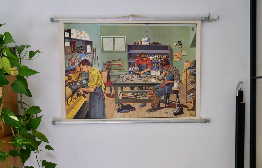 Vintage School Chart the SHOEMAKER - Schuhmacher - Le CORDONNIER ...
