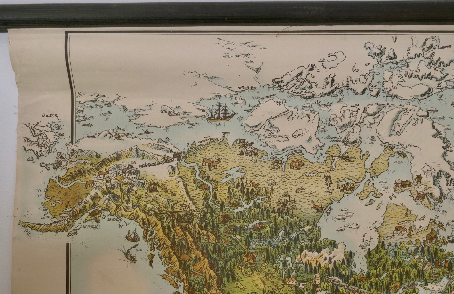 Vintage School Wall Chart WORLD MAP 1947 Economy Coal Ore Original ...