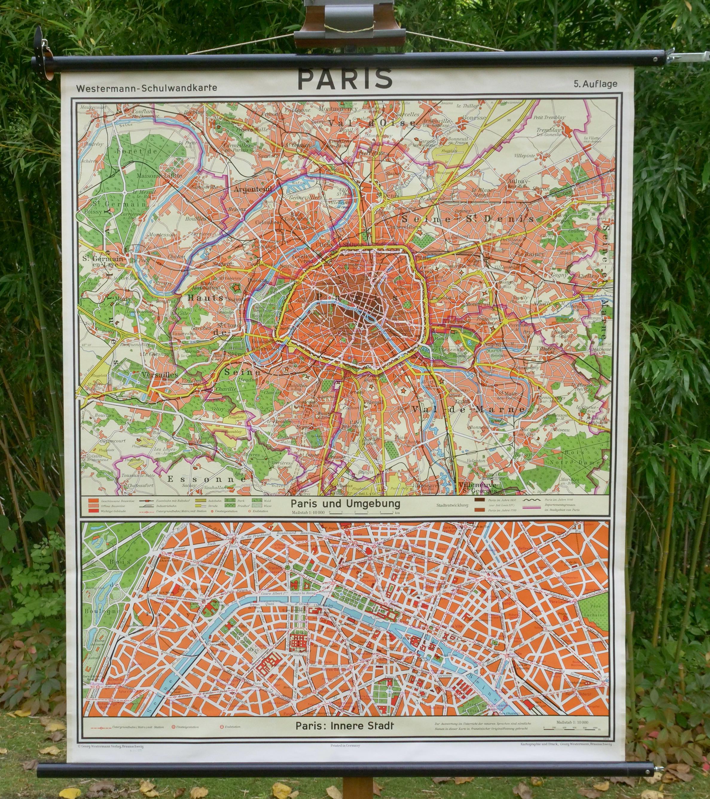 Vintage PARIS EDUCATIONAL School Chart Wall Map Original Educational ...