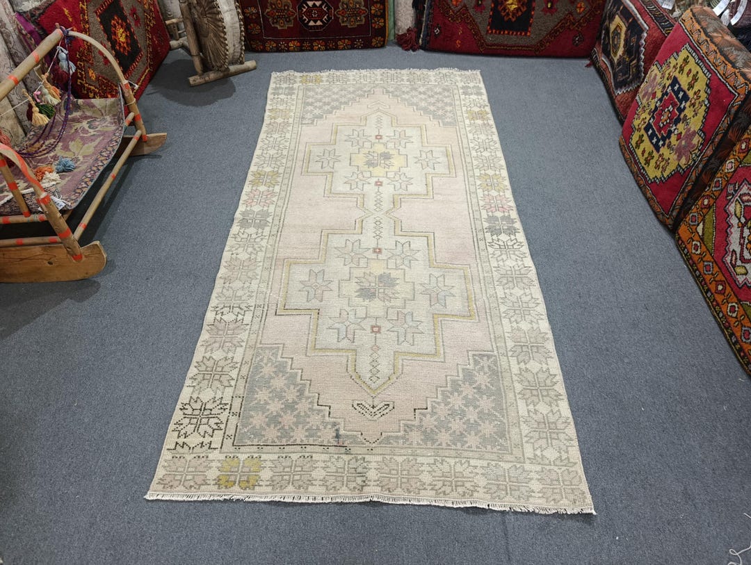4x8 Vintage Turkish Oushak Rug: Handmade Faded Area Rug - Etsy UK